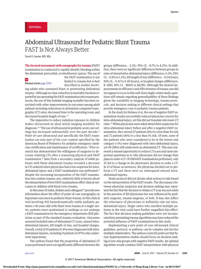 Abdominal Ultrasound For Pediatric Blunt Trauma FAST Is Not Always ...