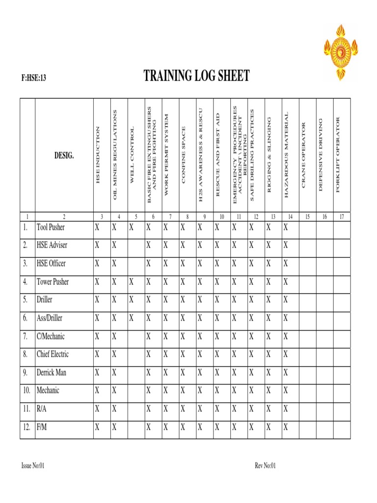 Training Log Sheet: F:HSE:13 | Download Free PDF | Public Safety ...