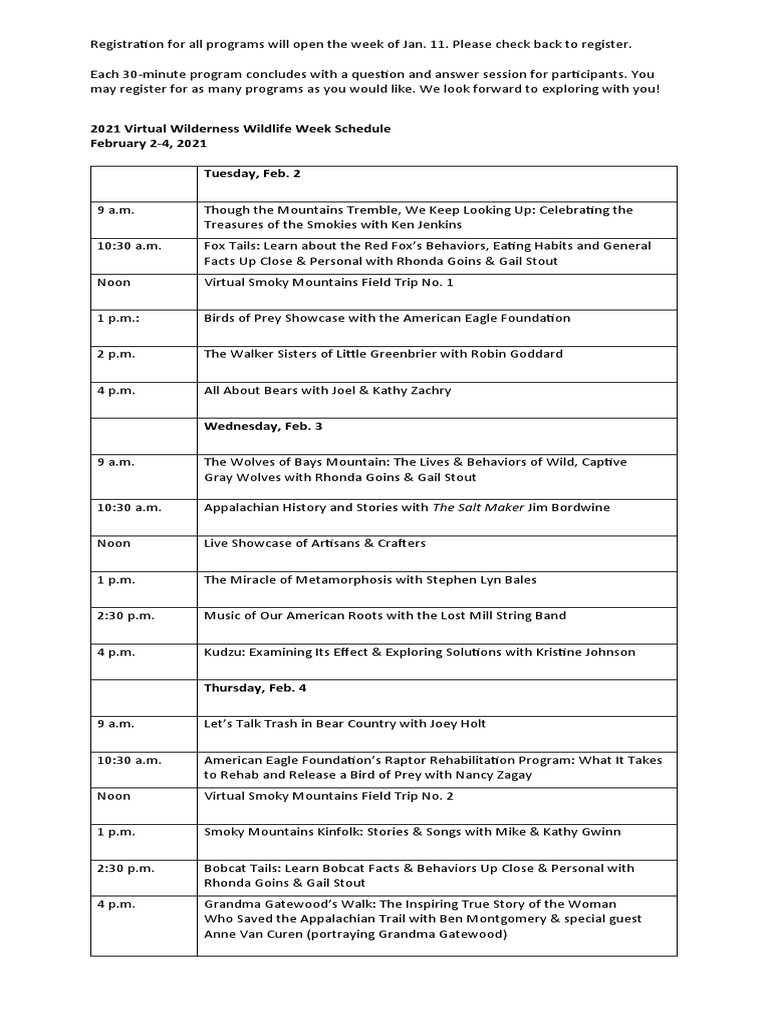 Virtual Wilderness Wildlife Week | PDF | Social Science | Religion ...