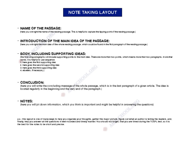 An Effective Note-Taking System: A Template for Organizing Reading ...