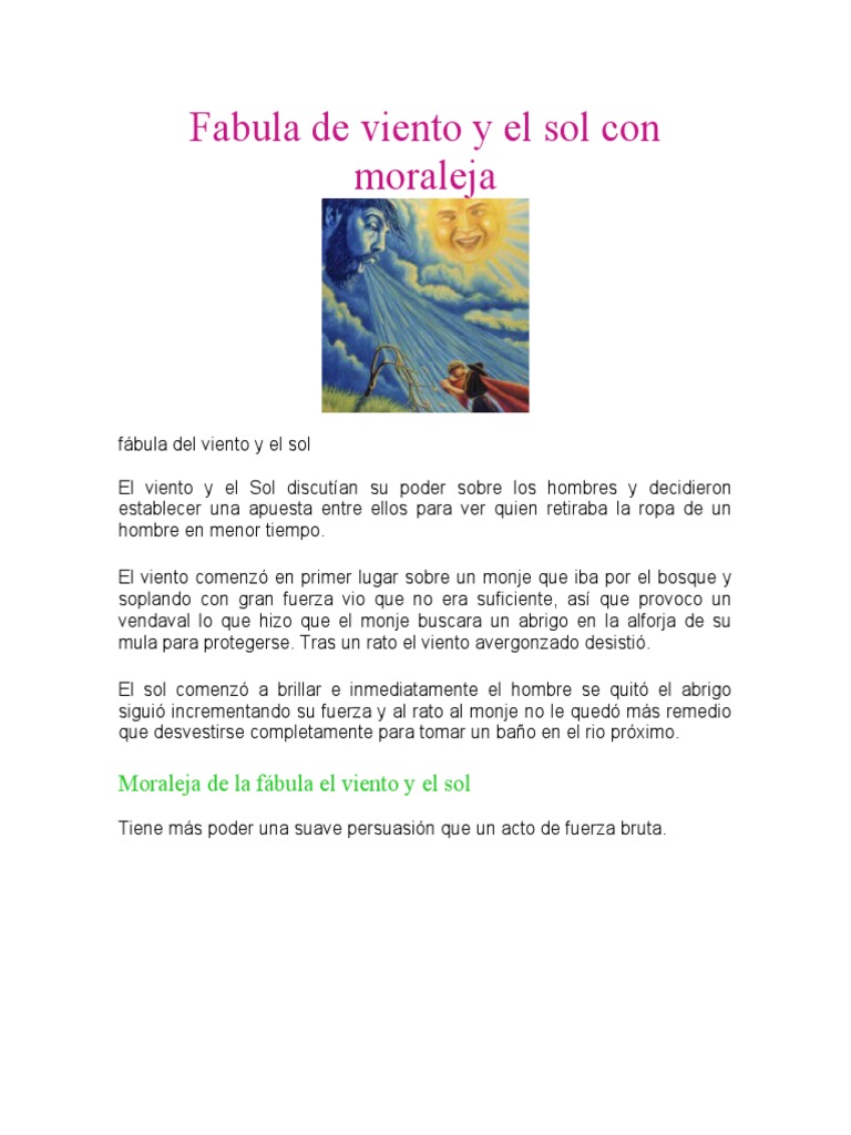 Fabula de Viento y El Sol Con Moraleja | PDF