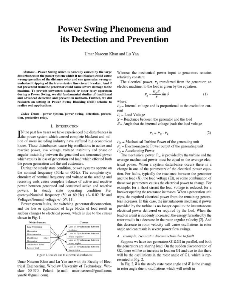 Power Swing Blocking | PDF | Electric Power System | Steady State