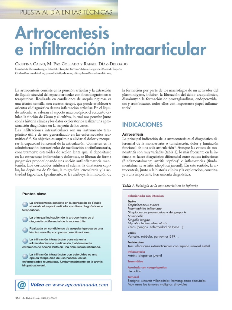 Artrocentesis: Técnica y Aplicaciones | PDF | Inflamación | Rodilla