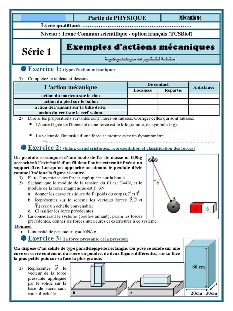 Serie Exemple Mécanique | PDF | Poids | Obliger