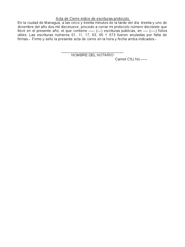 Acta de Cierre de Protocolo | PDF