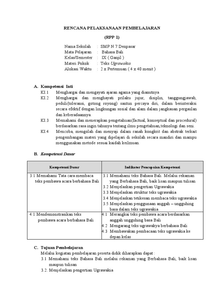 RPP 1 Ugrawakia | PDF