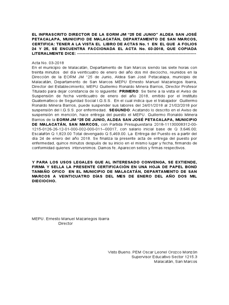 Entrega Del Puesto Profe Guillermo | PDF