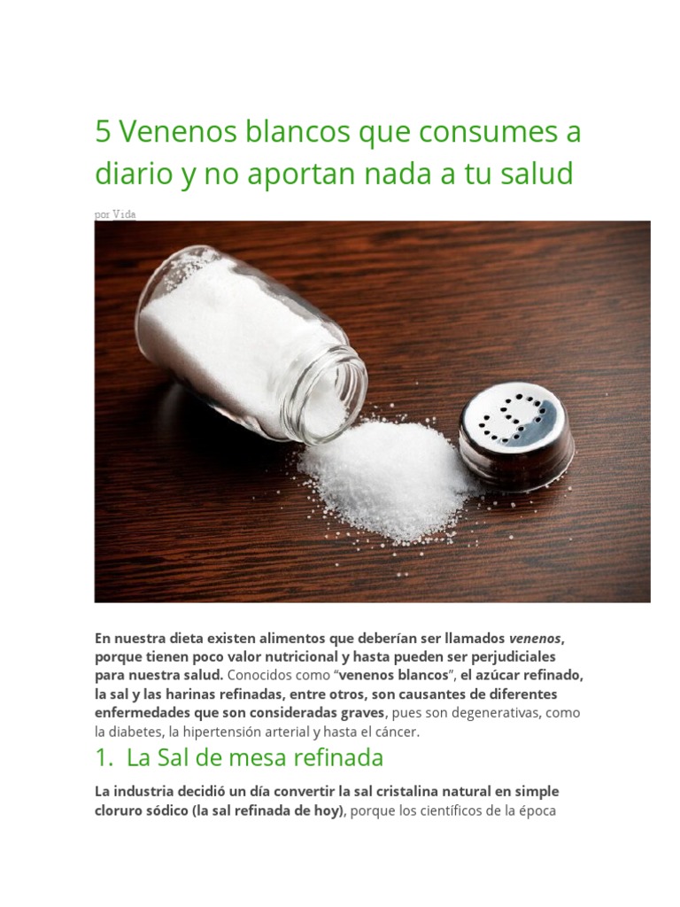 5 Venenos Blancos Que Consumes A Diario y No Aportan Nada A Tu Salud ...