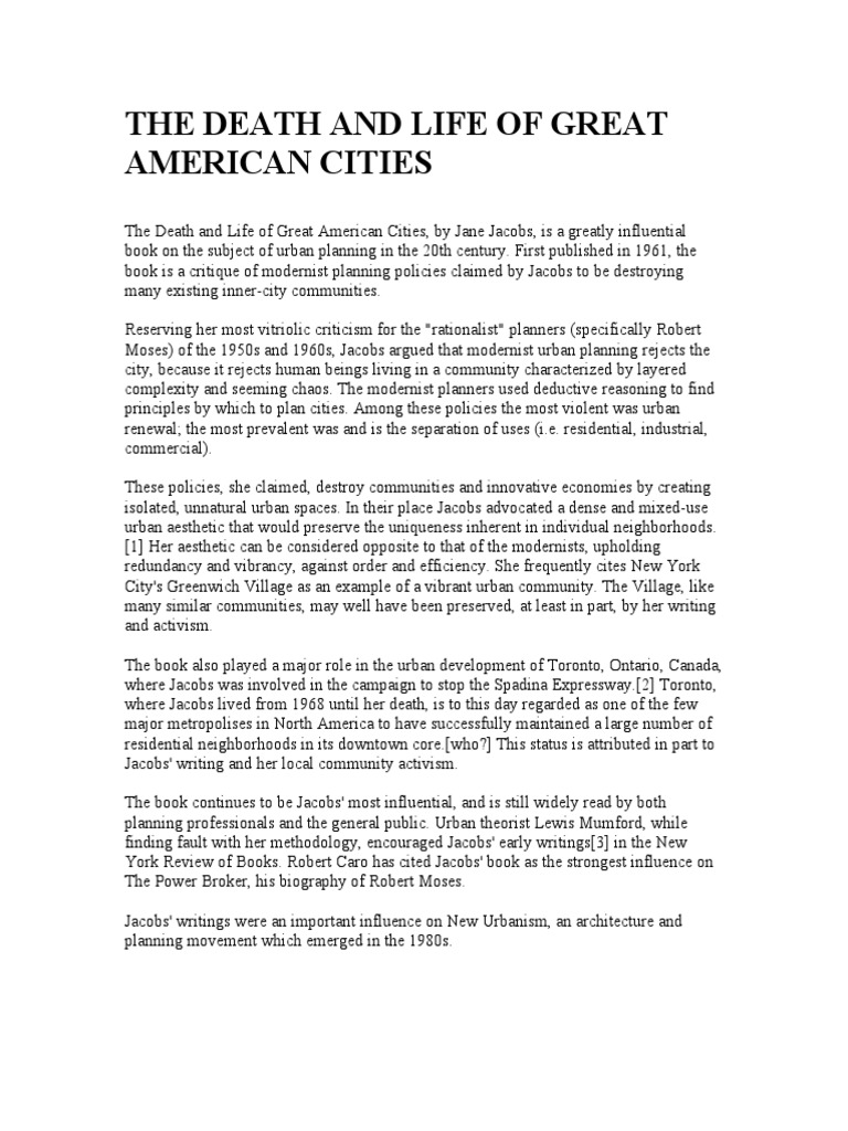 The Death And Life Of Great American Cities