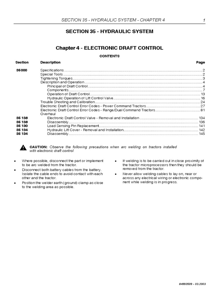 Section 35 Hydraulic System Electronic Draft Control | PDF | Elevator ...