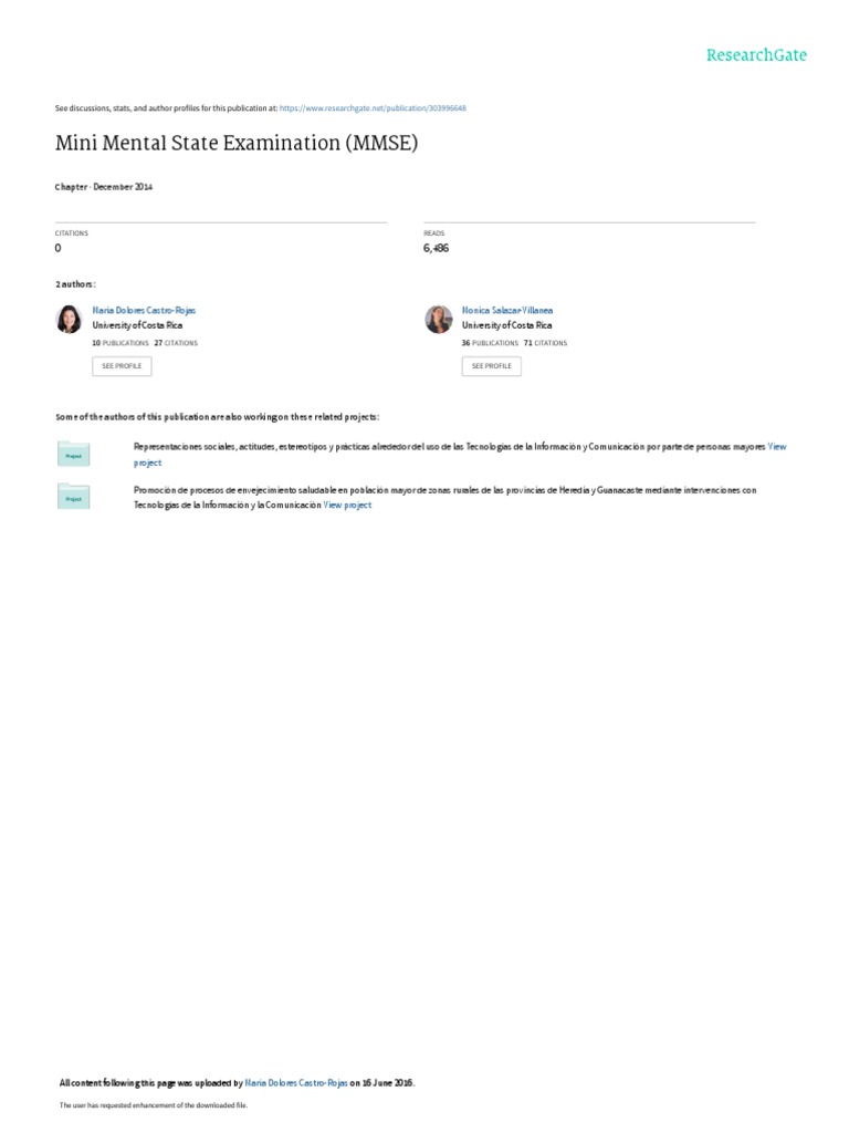 Mini Mental State Examination MMSE PDF | PDF | Validez (Estadísticas ...