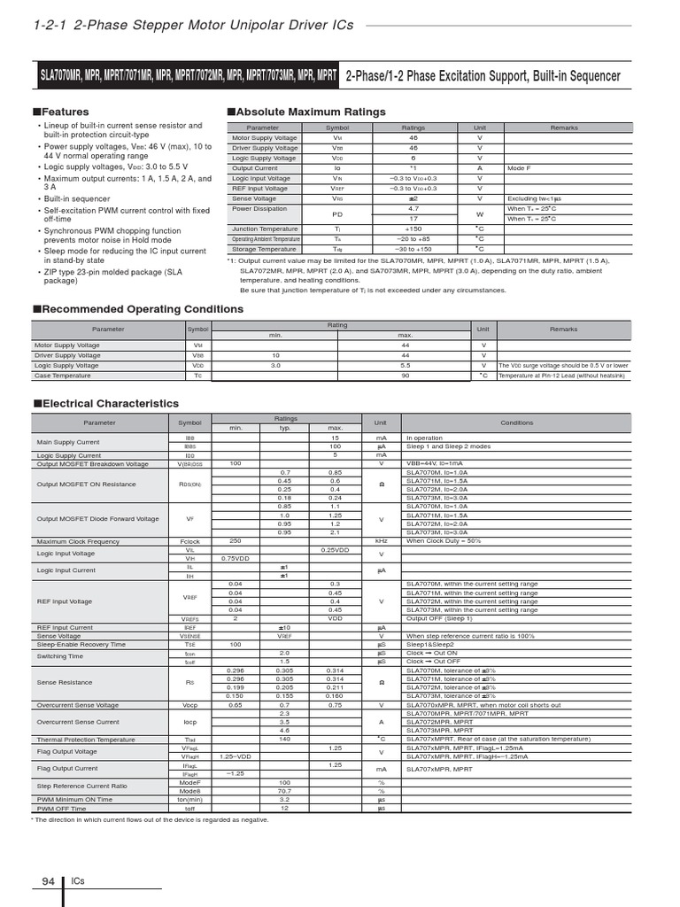 Specifications and Operating Conditions for STMicroelectronics SLA7070 ...