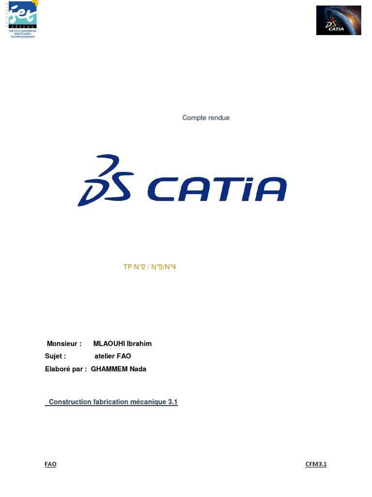 3 TP Catia | PDF | Usinage | Machine-outil à commande numérique