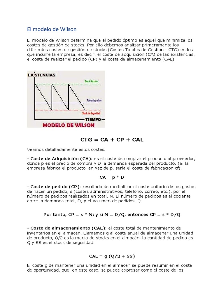El Modelo de Wilson | PDF | Inventario | Gestión de la cadena de suministro