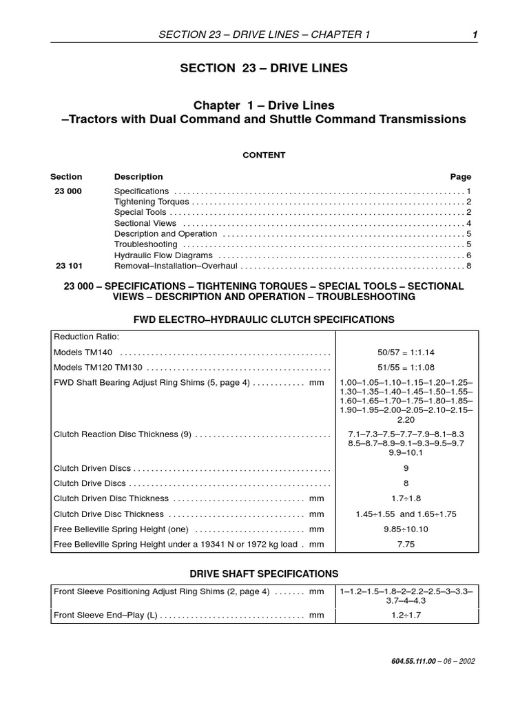Section 23 - Drive Lines - Tractors With Dual Command and Shuttle ...