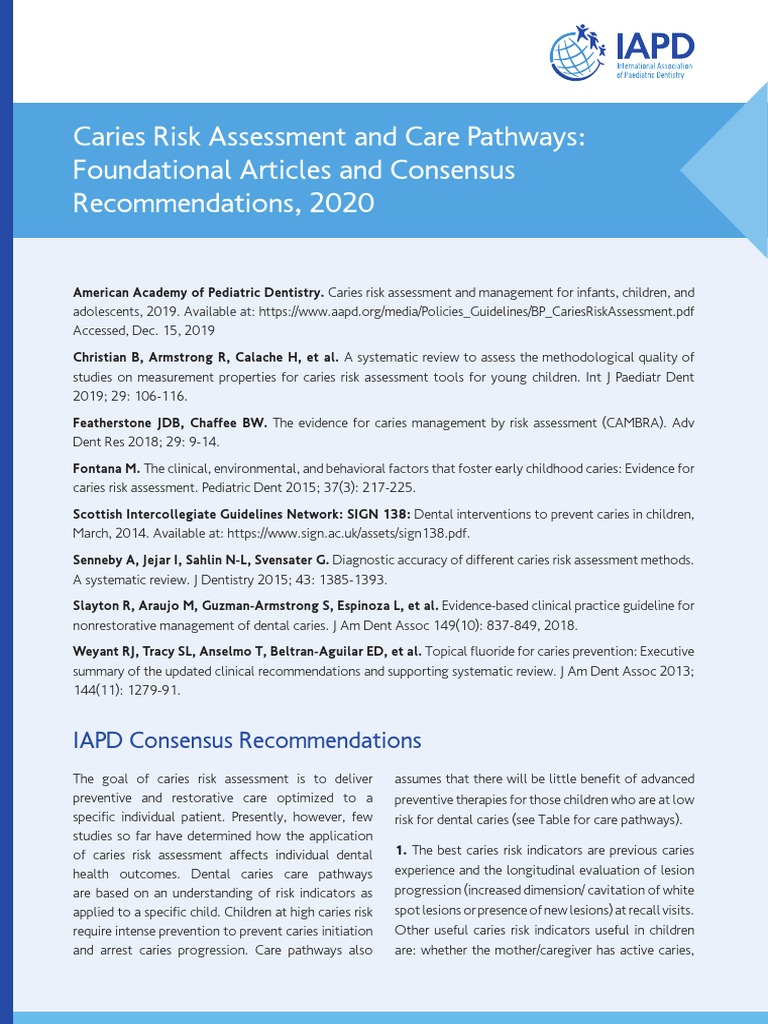 01 - Caries Risk Assessment and Care Pathways | Download Free PDF ...