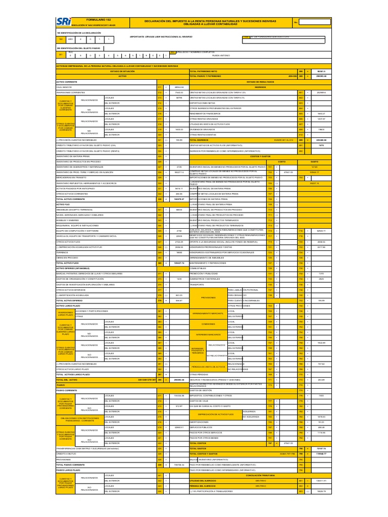 Formulario 102 | PDF | Impuesto sobre la renta | Impuestos