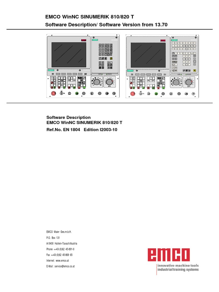 Emco Winnc Sinumerik 810 820 Turning | PDF | Computer Keyboard | Tools