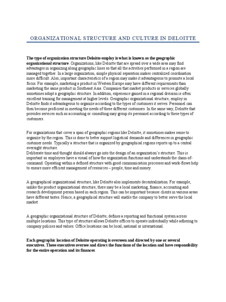 Deloitte's Geographic Organizational Structure | PDF | Leadership ...
