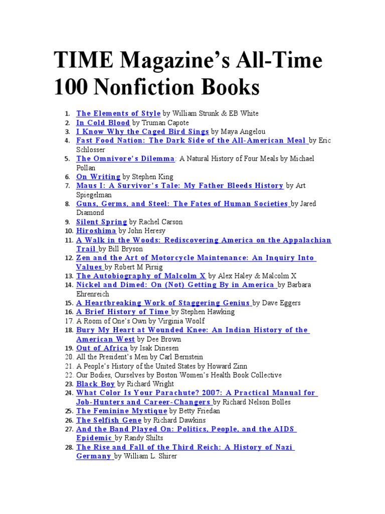 TIME Magazine's All-Time 100 Nonfiction Books | PDF