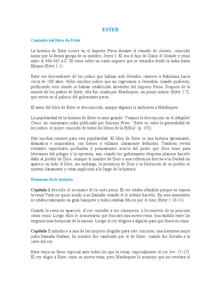Contexto Del Libro de Ester | PDF | Libro de Ester | Esther
