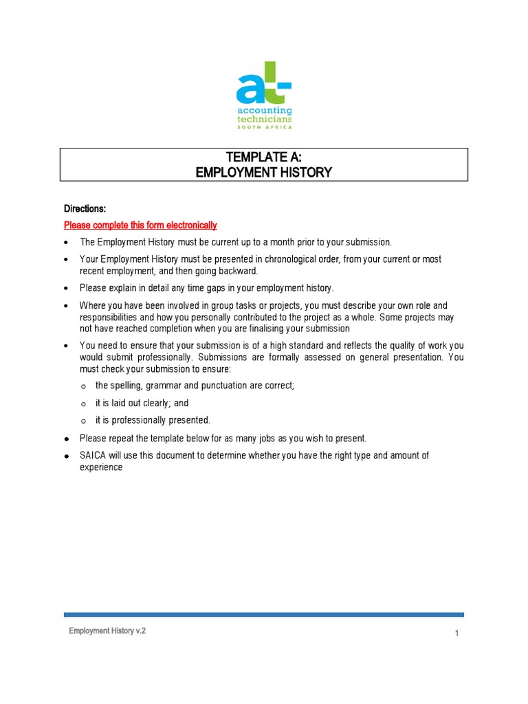 Template A Employment History v.2 | PDF