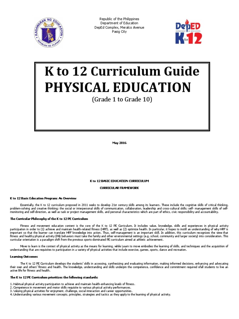 K to 12 Physical Education Curriculum Guide | PDF | Physical Education ...