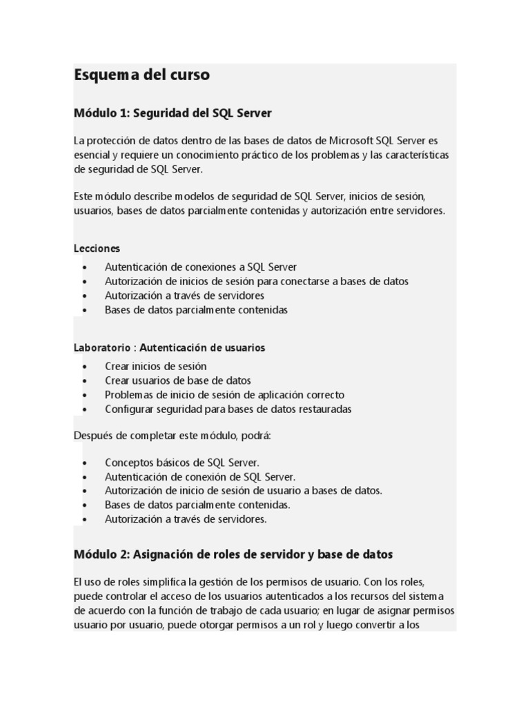 Curso 20764-C Administering A SQL Database Infrastructure | PDF ...