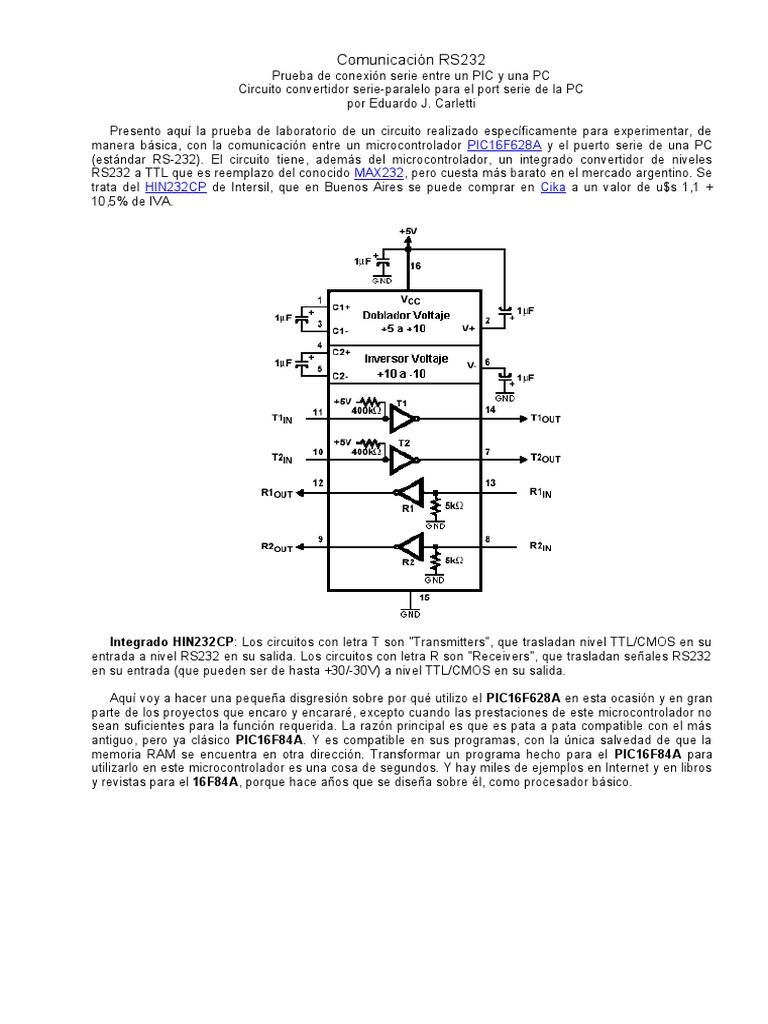 Comunicación RS232 | PDF | Microcontrolador | Terminal de computadora
