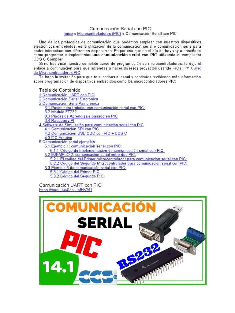 Comunicación Serial con PIC | PDF | Ingenieria Eléctrica | Tecnología ...