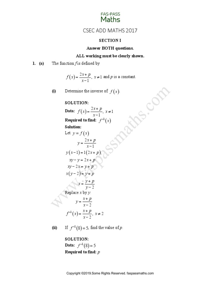 CXC Add Maths May 2017-2 PDF | PDF | Acceleration | Space