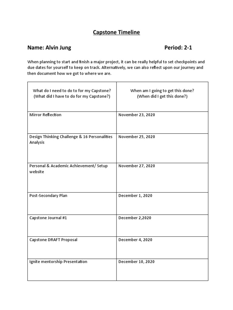 Capstone Timeline | PDF