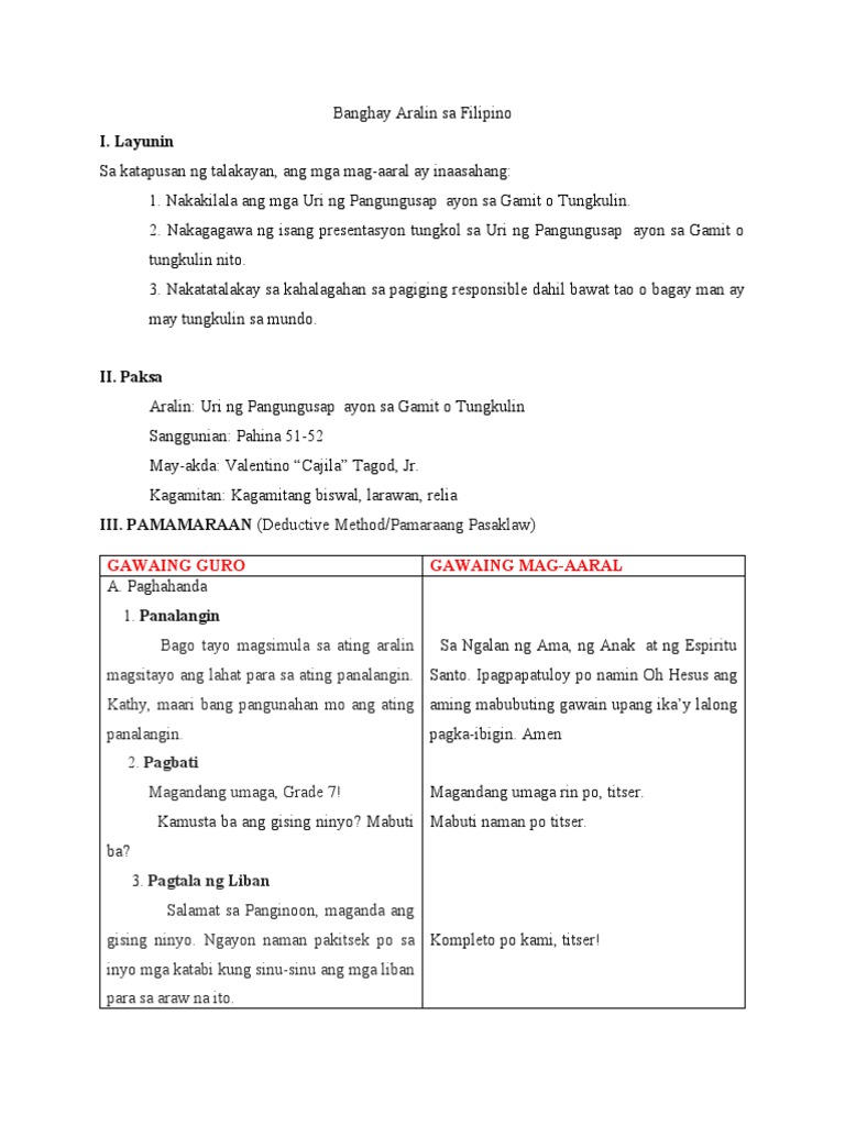 Gamit o Tungkulin NG Pangungusap LP | PDF