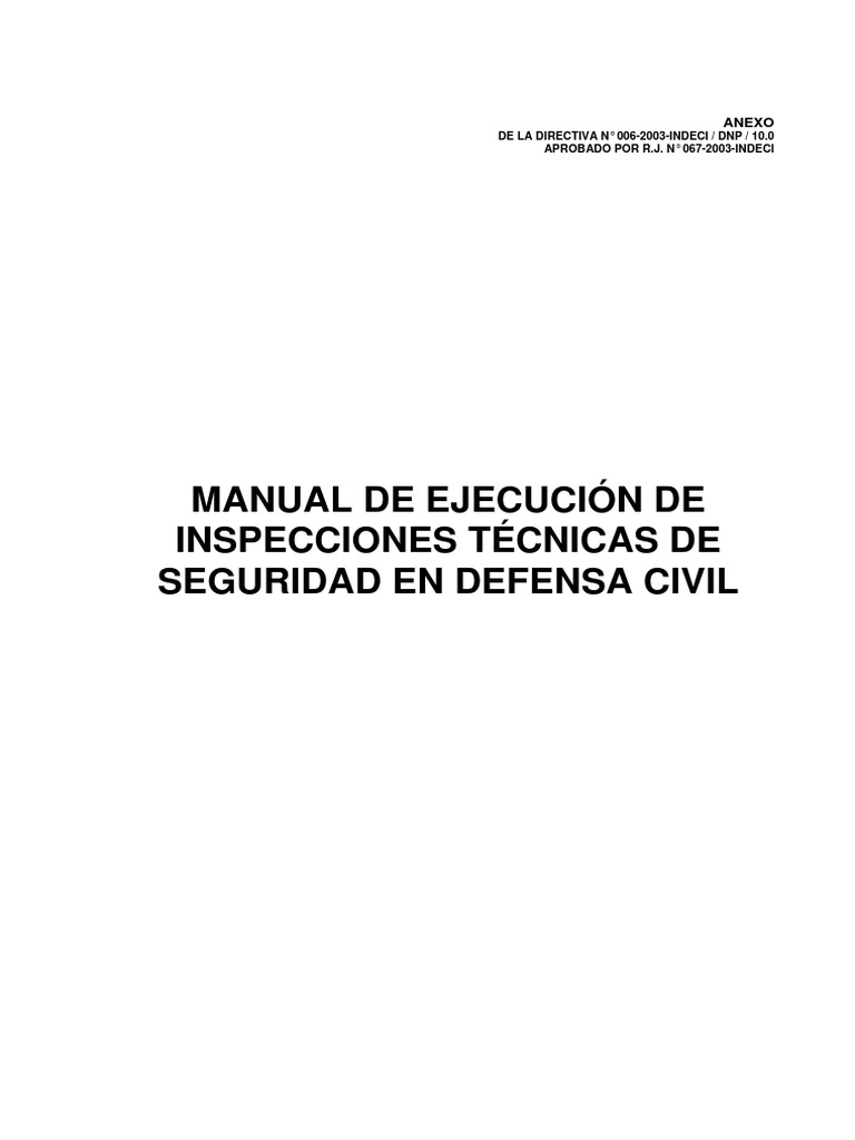 Manual de Inspeccion Indeci) | PDF | Defensa Civil | Propiedad