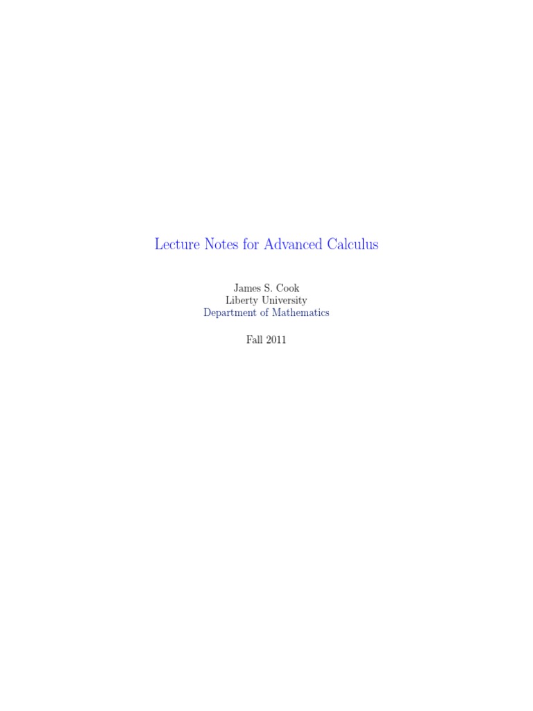 Advanced Calculus Lecture Notes | PDF | Differential Form | Function ...