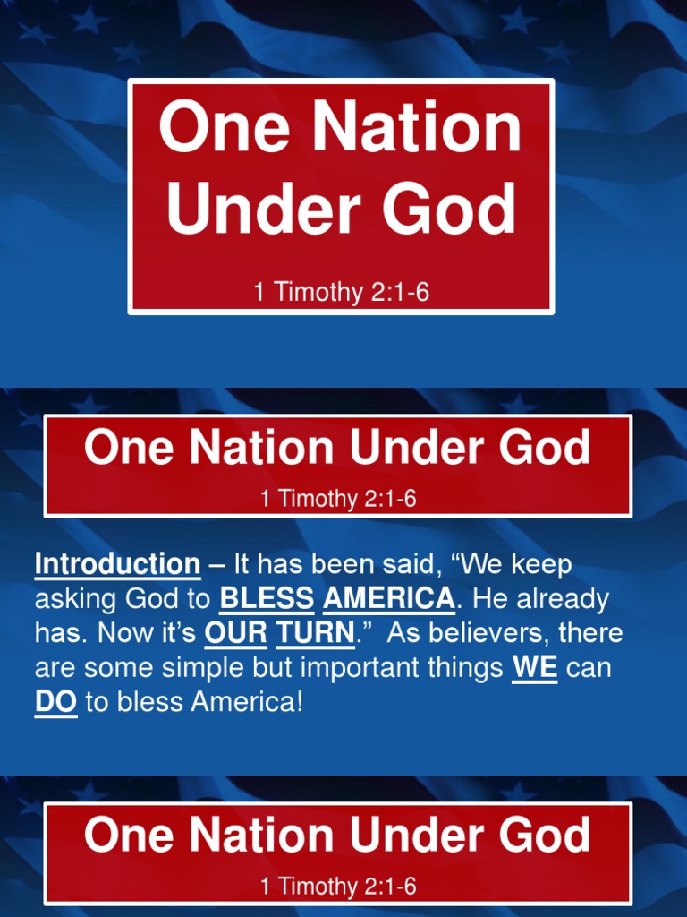 One Nation Under God: 1 Timothy 2:1-6 | PDF
