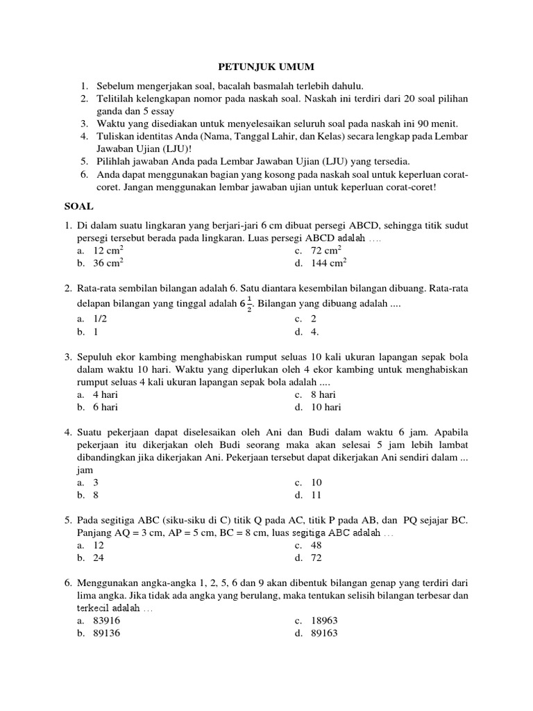 Soal Seleksi KSM MTK Fix | PDF