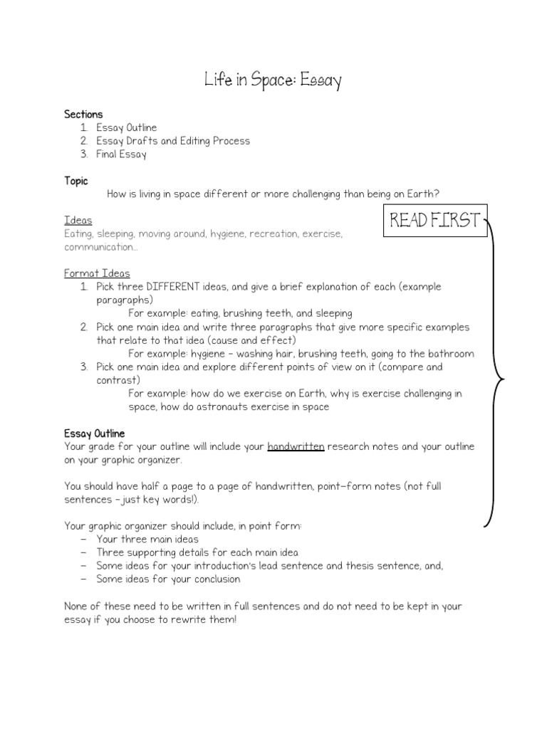 Life in Space Essay | PDF | Essays | Paragraph