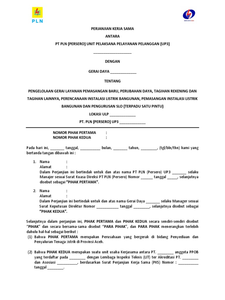 Perjanjian PLN - Gerai Daya | PDF