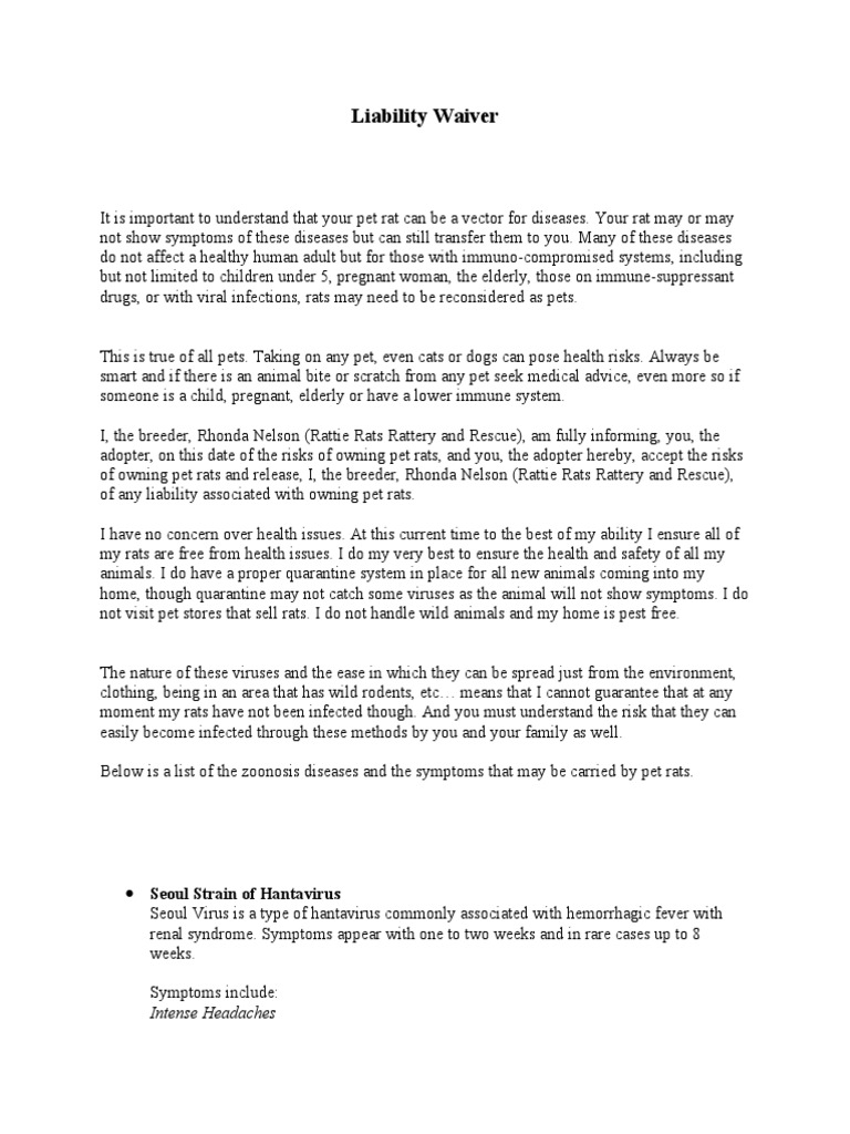 Liability Waiver | PDF | Immunology | Animals And Humans