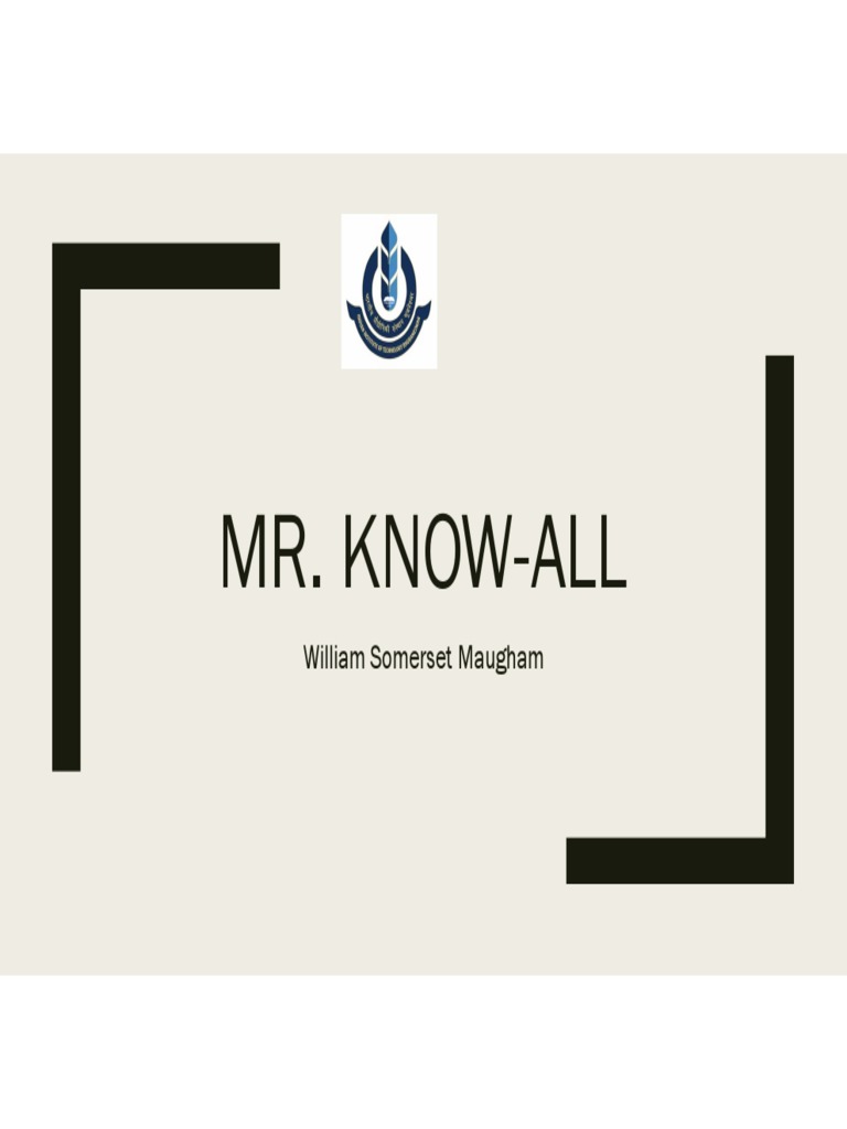 Mr. Know All | PDF