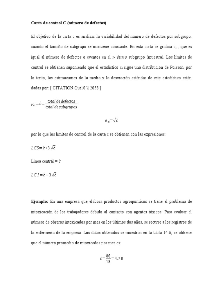 Carta de Control U y C en Calidad | PDF | Desviación Estándar ...