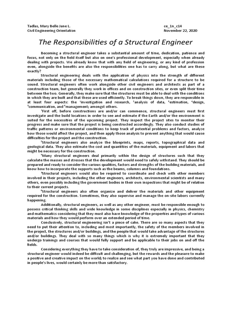Responsibilities of A Structural Engineer | Download Free PDF ...