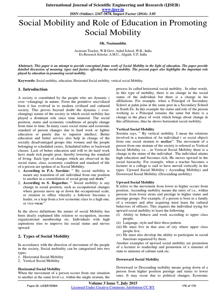 Social Mobility and Role of Education in Promoting Social Mobility ...