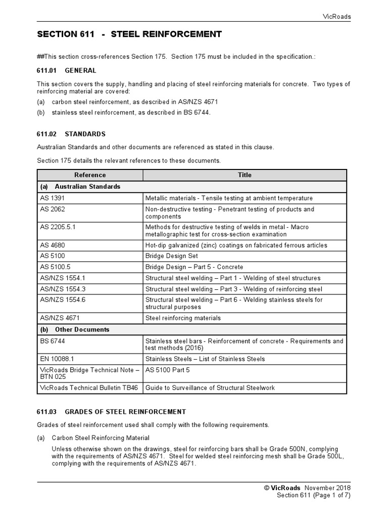 Sec611 - Steel Reinforcement | PDF | Welding | Construction