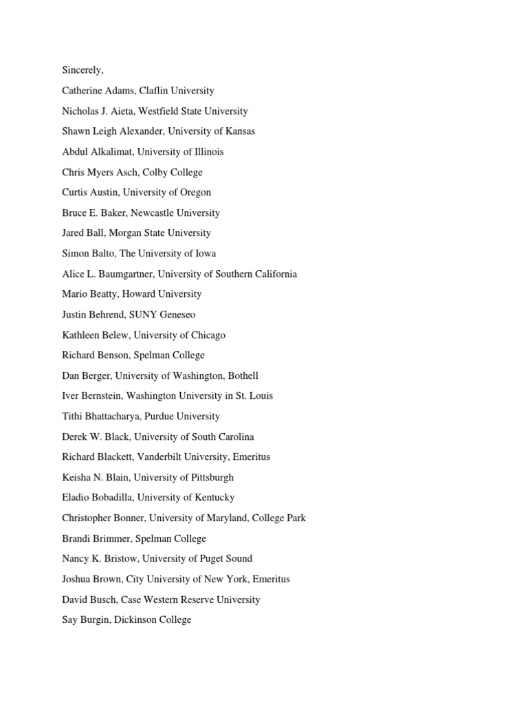 Reconstruction Letter Signatories | PDF | American Academics | American ...