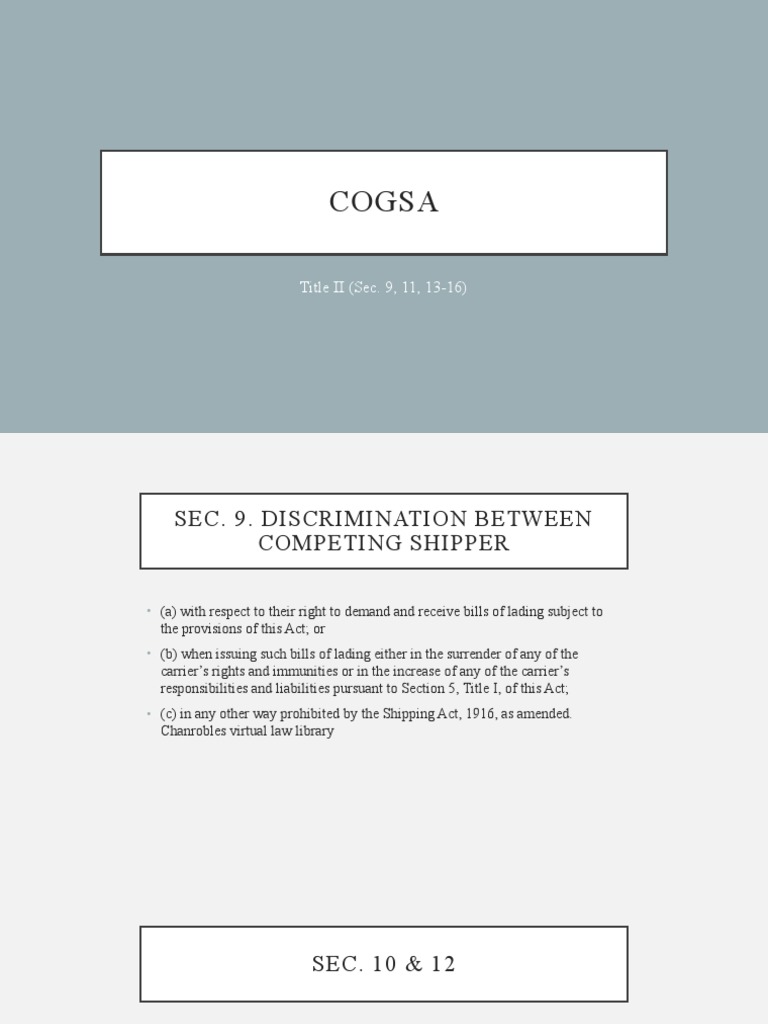 Cogsa: Title II (Sec. 9, 11, 13-16) | PDF | Bill Of Lading | Legal ...