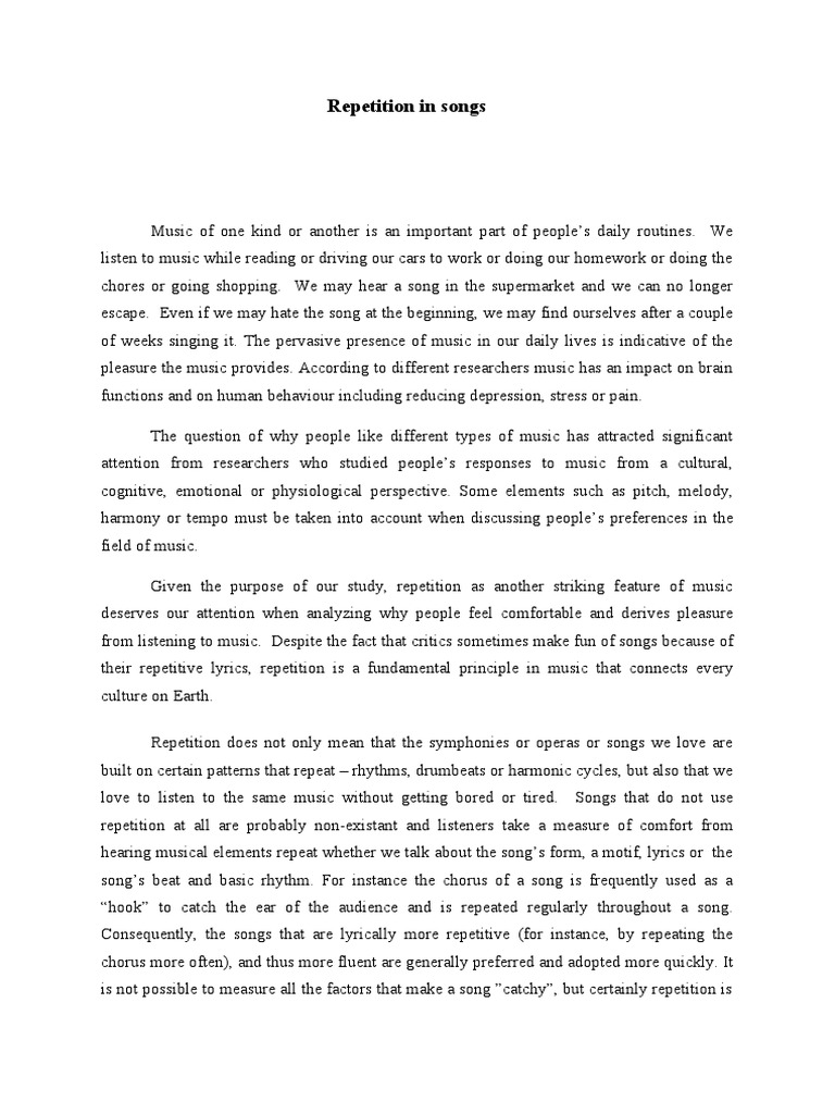 Repetition - in Song. | PDF | Rhythm | Neuropsychological Assessment