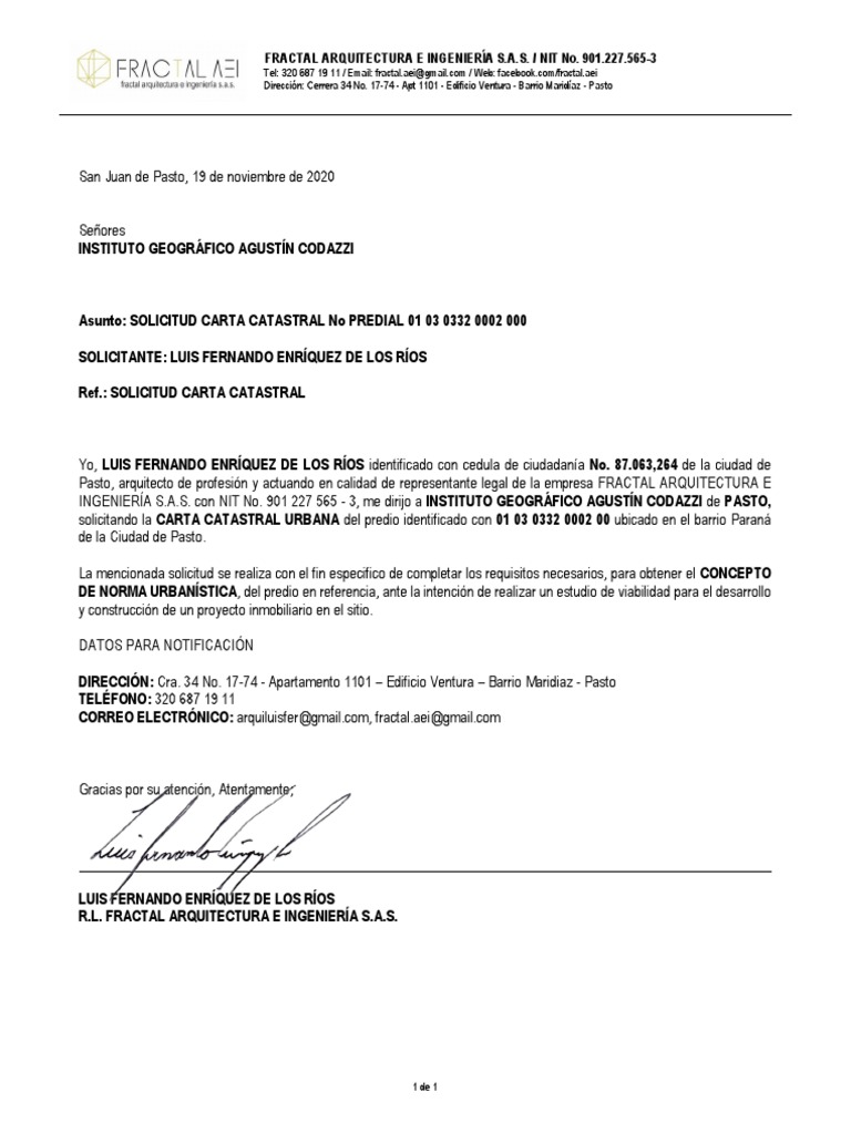 Oficio Igac - Solicitud Carta Catastral PDF | PDF