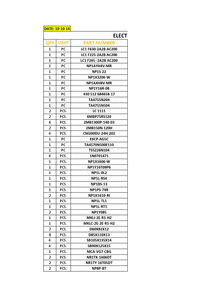 Updated Spare Parts For QC & RTG | PDF | Power Supply | Equipment